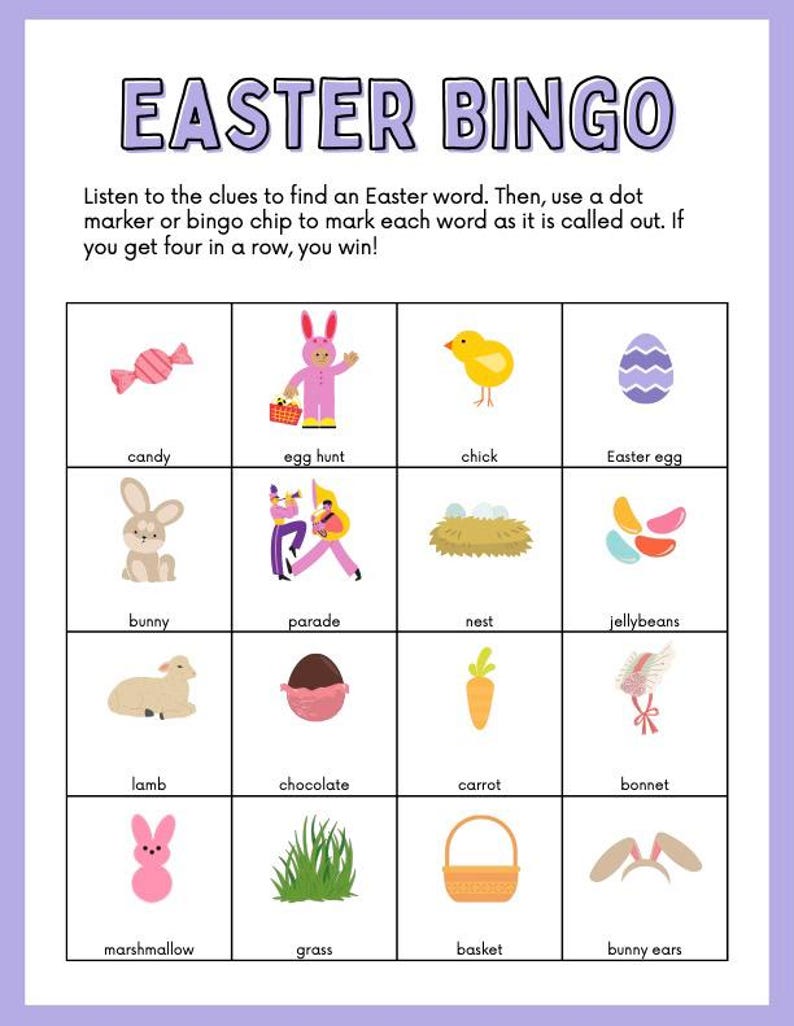 Easter Bingo Cards - A Fun Activity for the Entire Family! - Etsy