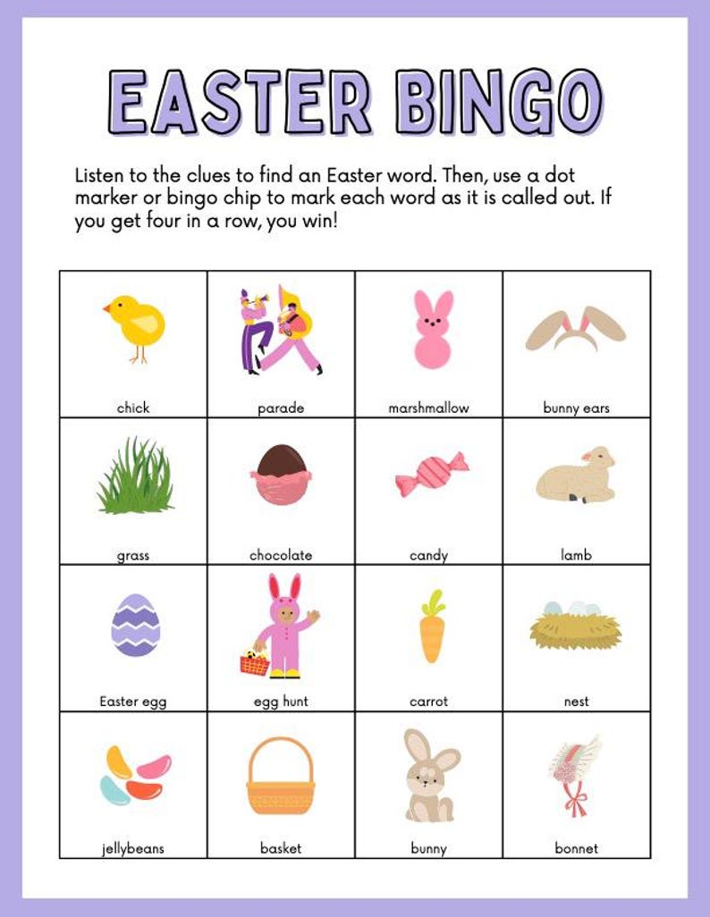 Easter Bingo Cards - A Fun Activity for the Entire Family! - Etsy