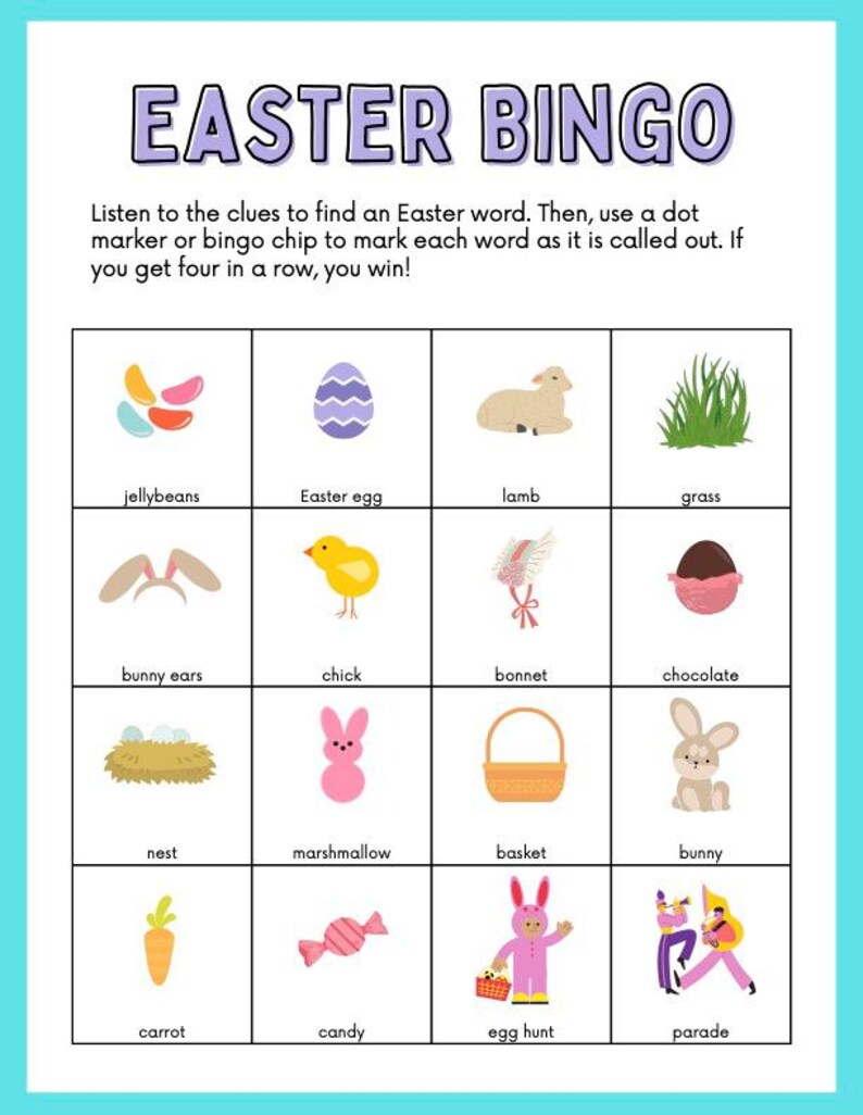 Easter Bingo Cards - A Fun Activity for the Entire Family! - Etsy