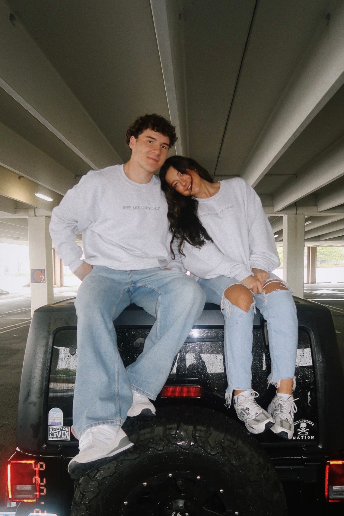 PREORDER: Beef, Rice, Jesus Christ Embroidered Crewneck - Etsy