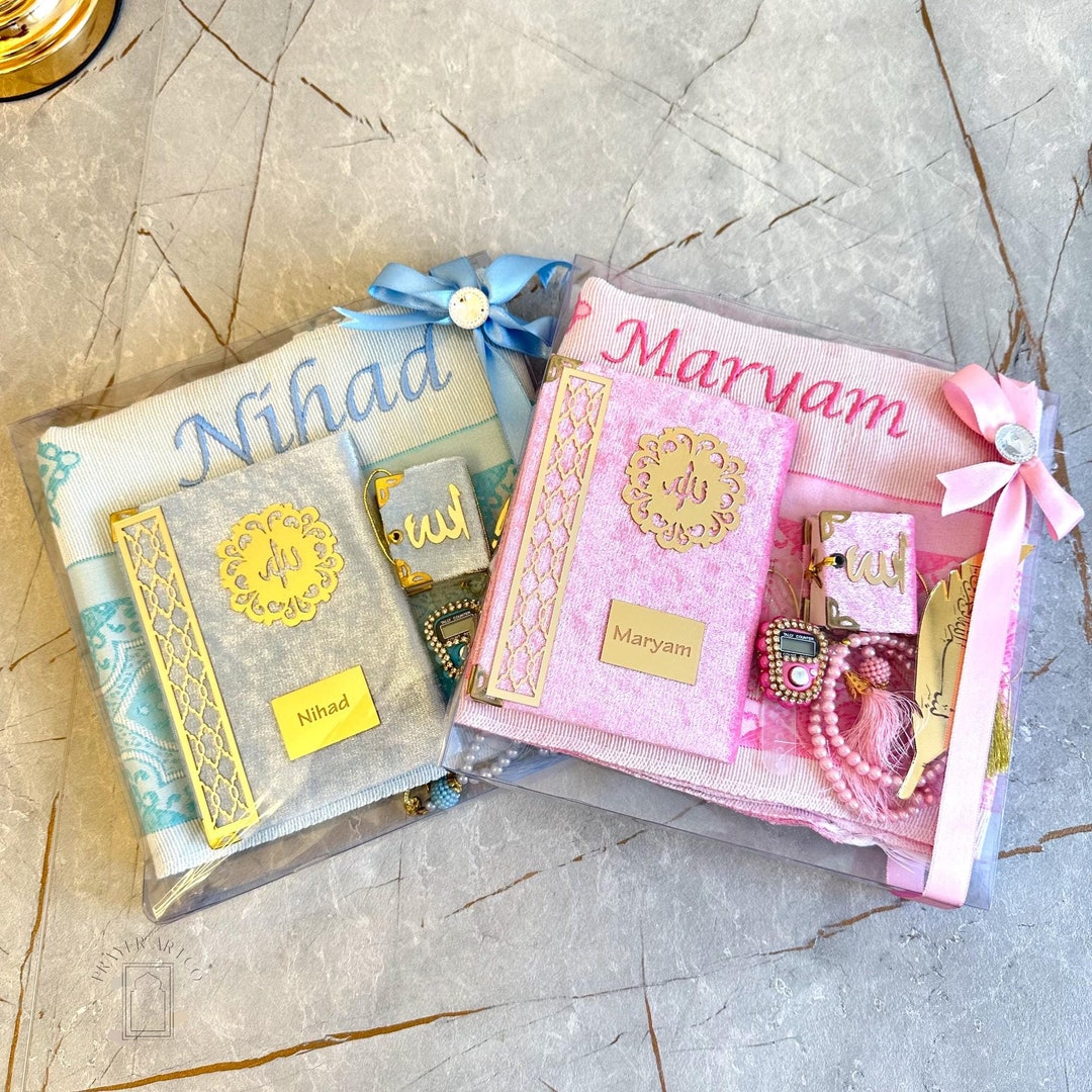 Personalized Prayer Mat Islamic Gift Box, Prayer Mat Islam, Tasbih Gift ...