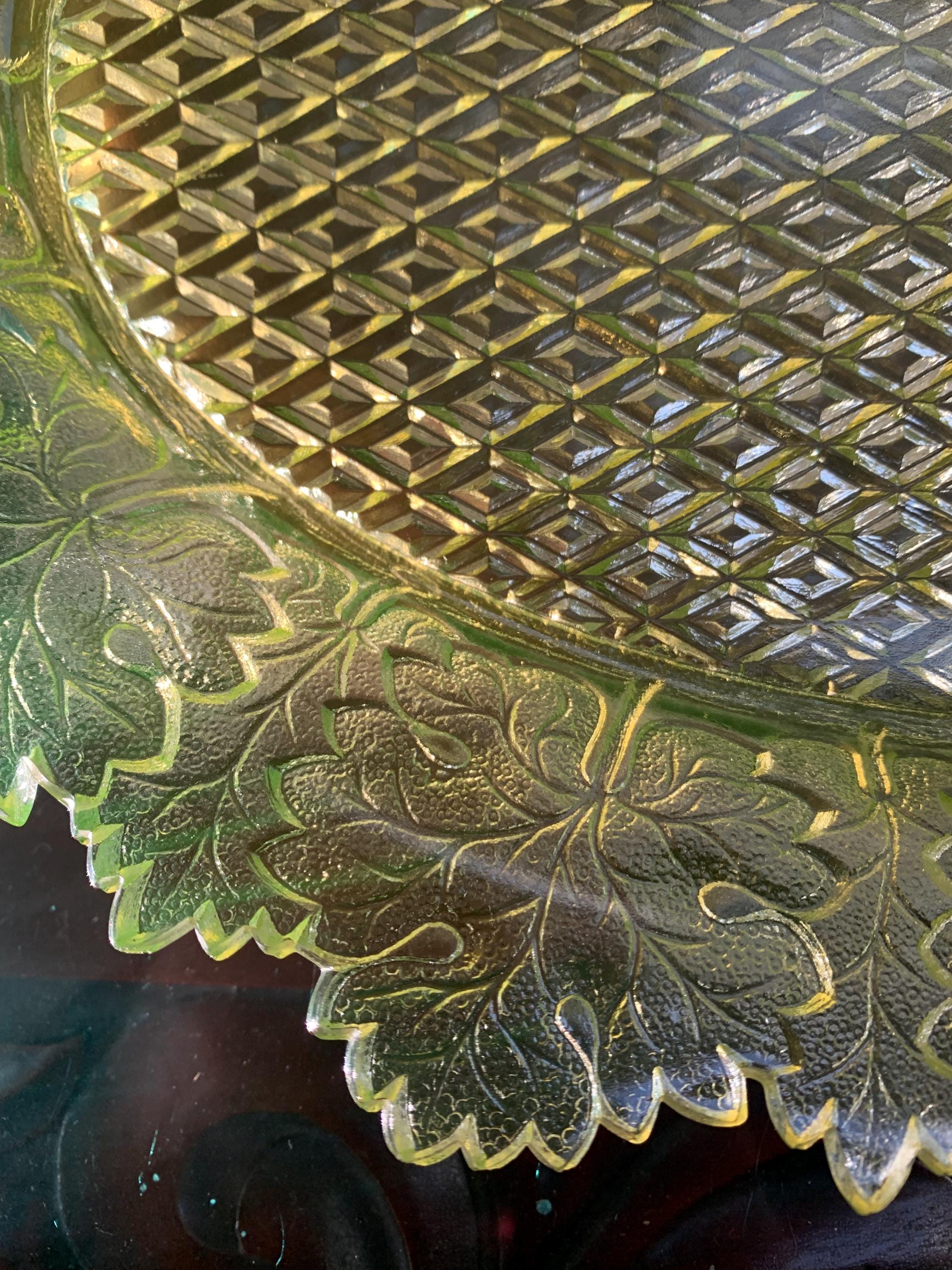 Antique Gillander & Sons Maple Leaf Vaseline Glass Tray C. 1885 - Etsy