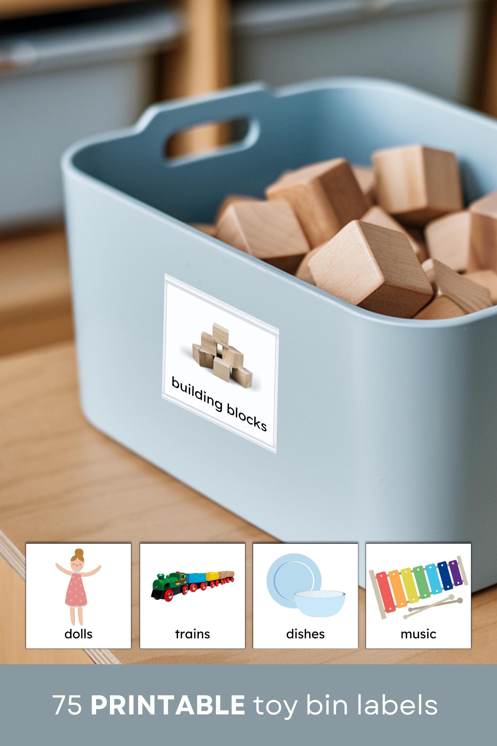 Kid's Toy Labels - Square Picture & Word Labels for Playroom and Toy ...