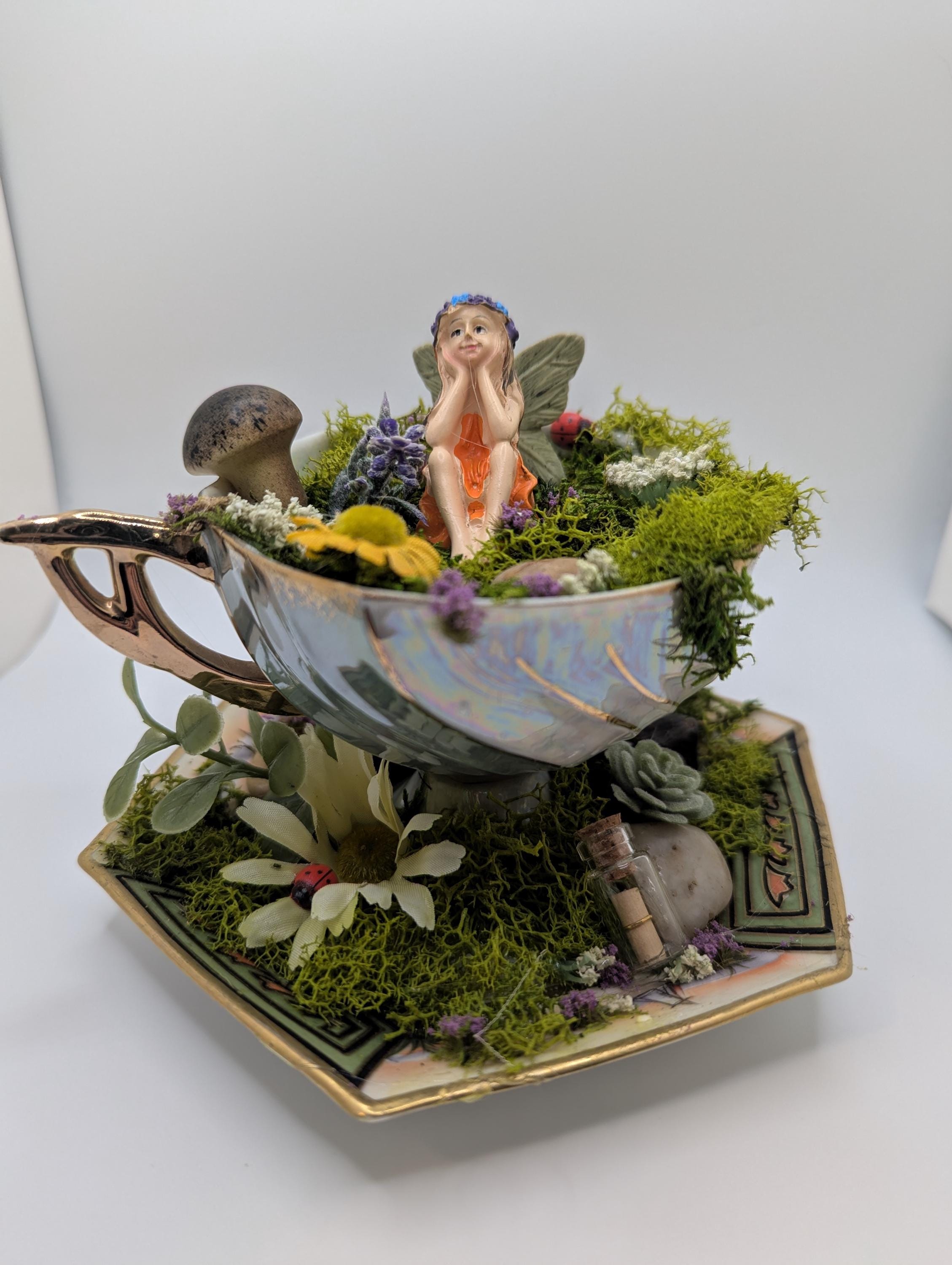Handmade Tea Cup Fairy Garden - Etsy