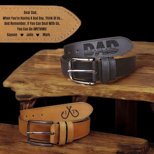 Personalized Leather Belt With Engraved Message Custom Dad Belt for ...