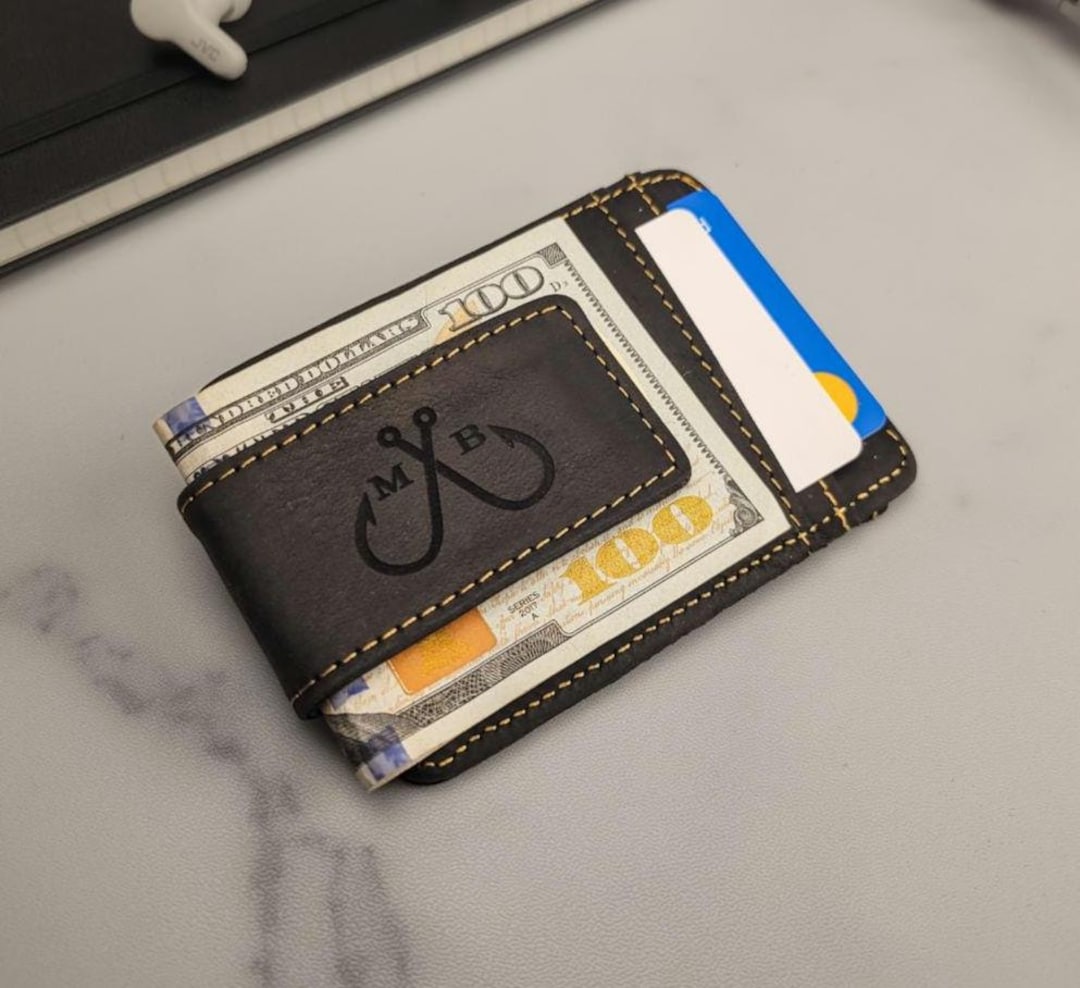 Personalized Black Money Clip, Mens Money Clip With Custom Logo ...