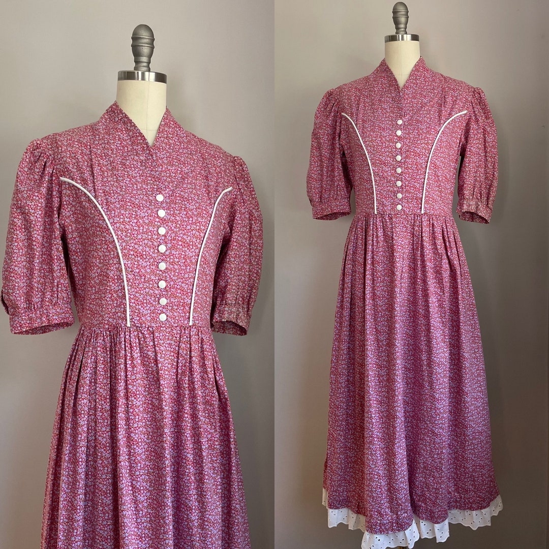 Vintage 1970s Prairie Style Puff Sleeve Violets Dress Small - Etsy