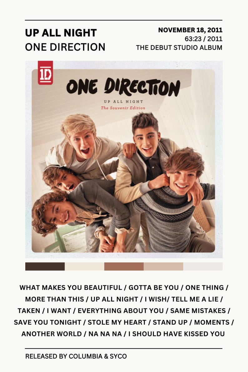 Up All Night Poster, One Direction Poster, Wall Art, Digital Download ...
