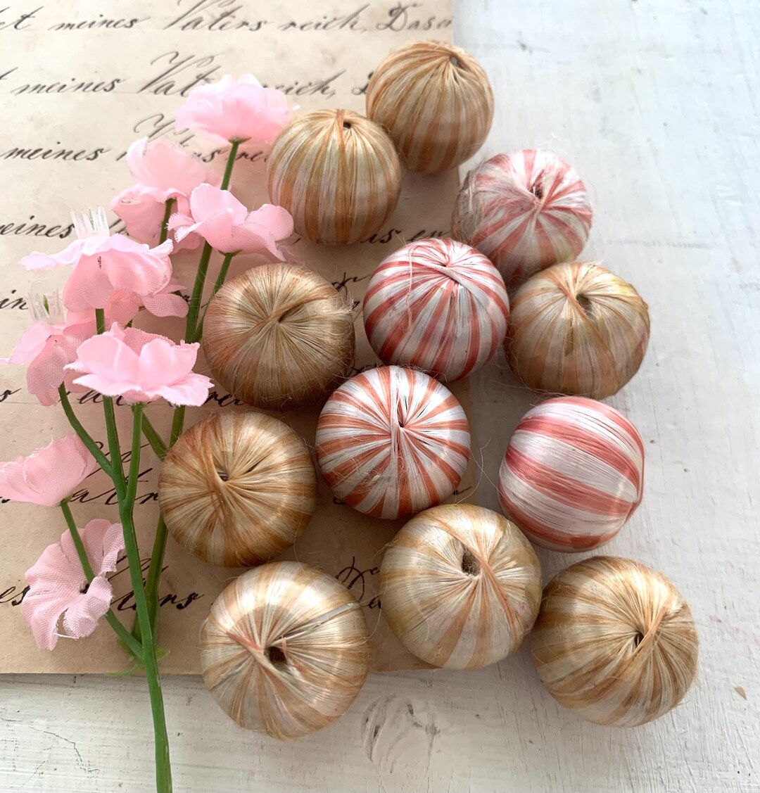 Vintage Mini Satin String Ball Ornaments - Etsy