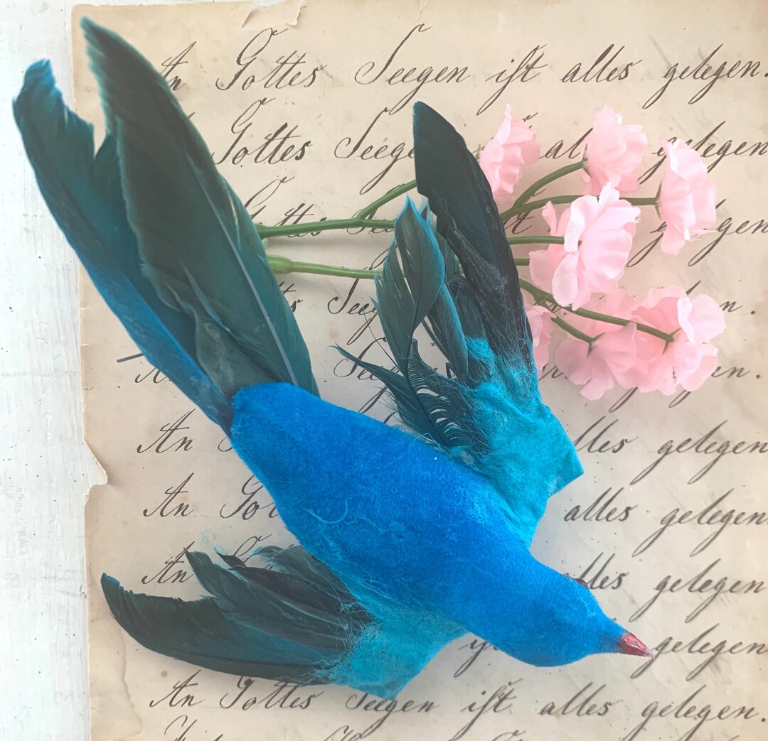 Vintage Flocked & Spun Cotton Faux Bird - Etsy