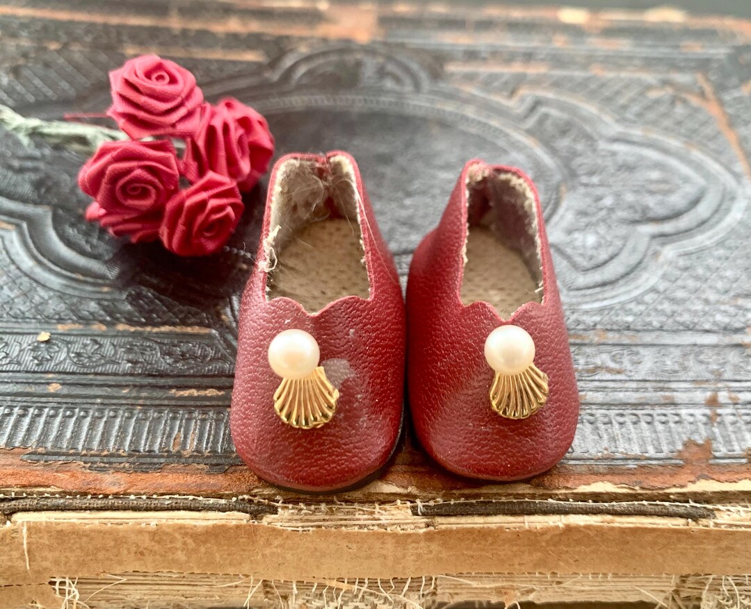 Vintage Doll Shoes - Red Slip on Shoes - Etsy