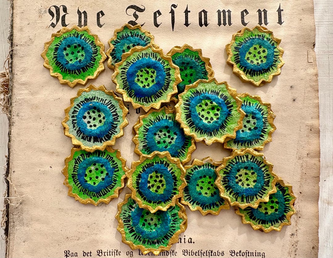 Florentine Gold Coins, Handcrafted Paper Mache Floral Coins, Cellini ...