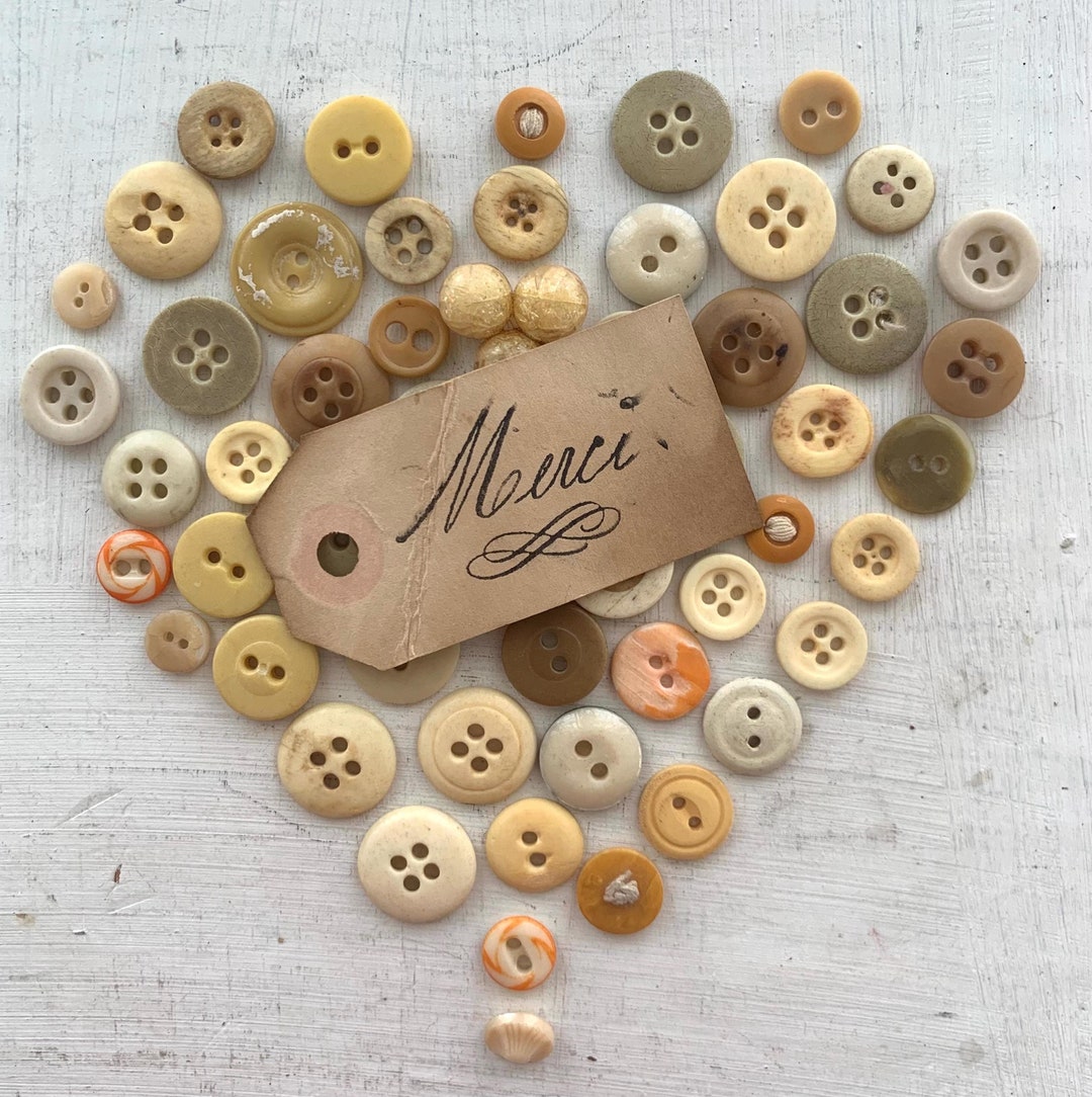 54 Vintage Buttons, Cafe Au Lait Color Palette - Etsy