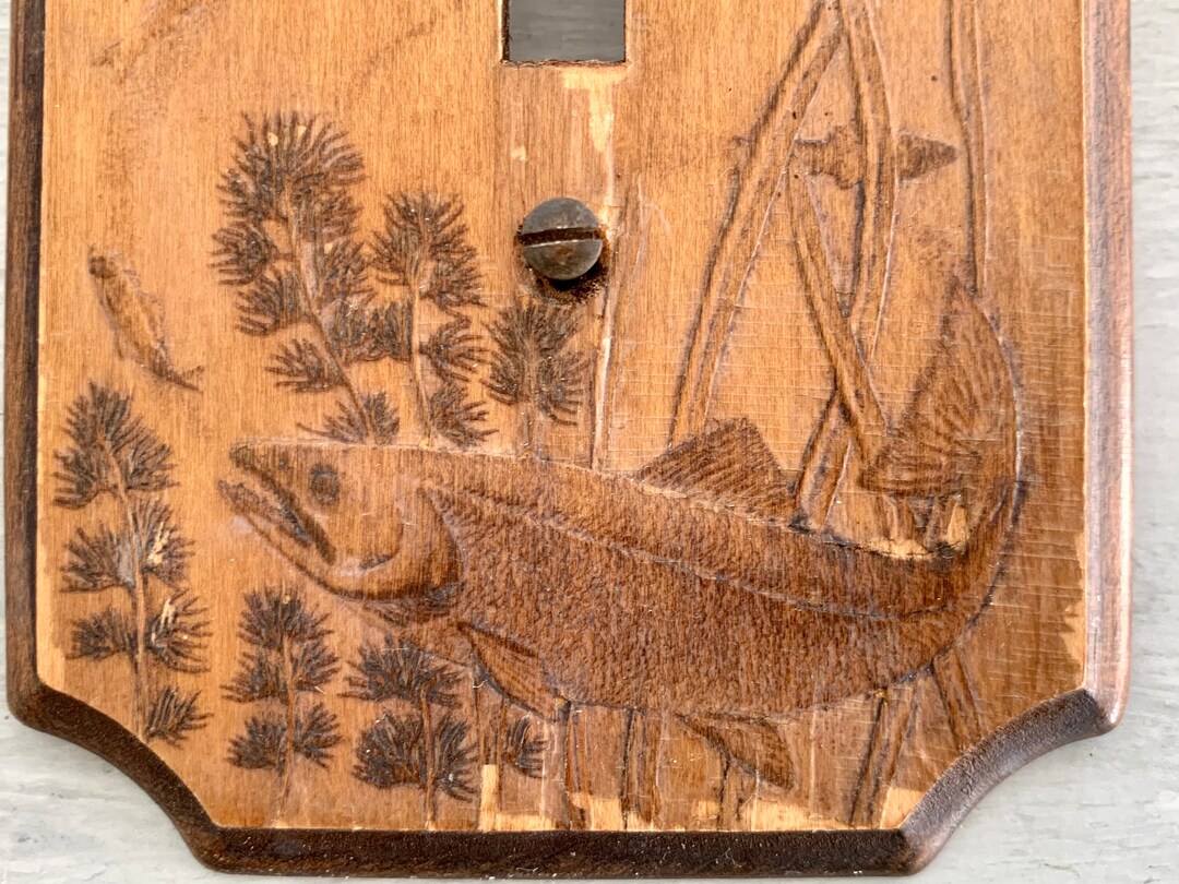 Light Switch Cover, Lake Fish Etching, Single Toggle Light Control ...