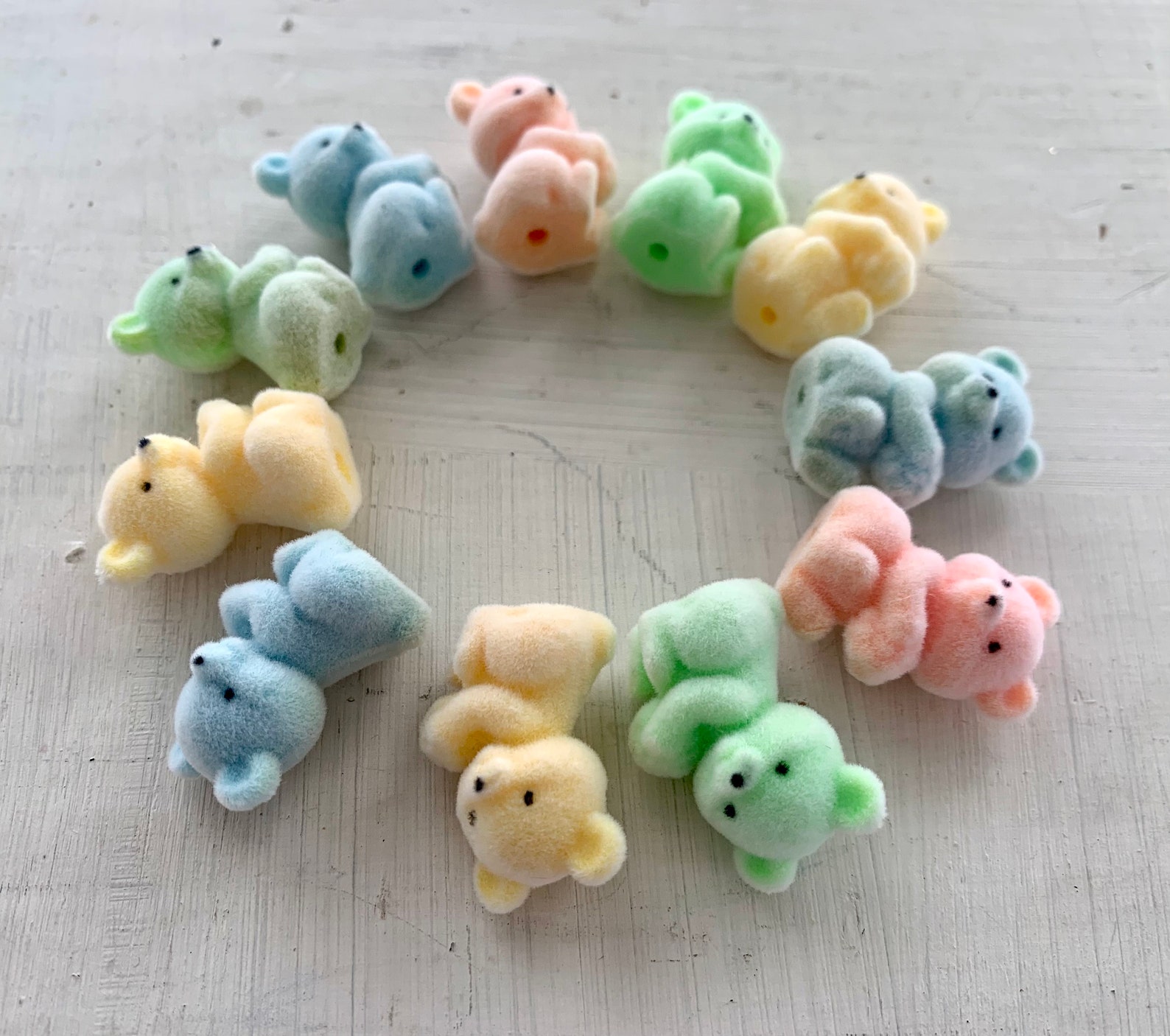 Flocked Velvet Teddy Bears Vintage Craft Supplies Pastel - Etsy