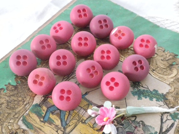 Vintage Pink Buttons Pink and Rhinestone Buttons Pink Buttons Set of 2 ...
