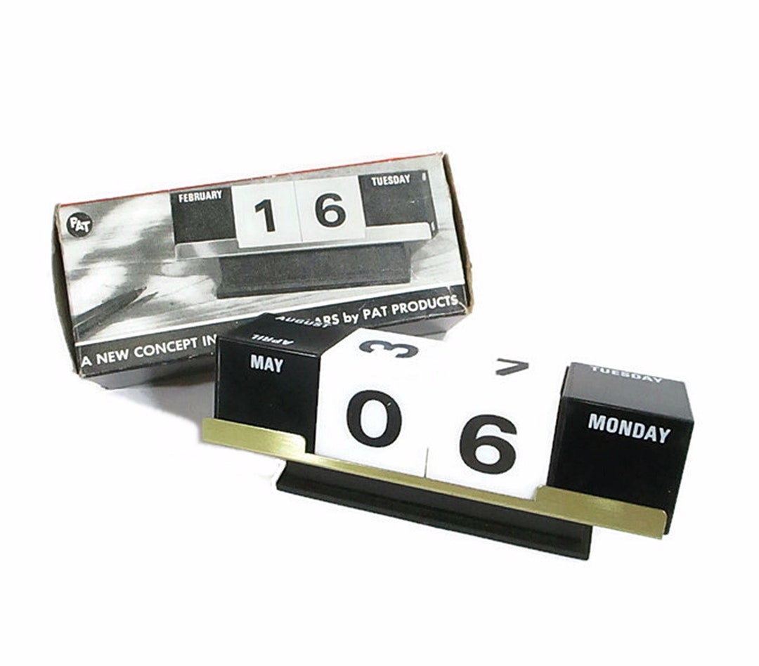 Vintage Cube Block Perpetual Calendar PAT Products Original Box Black ...