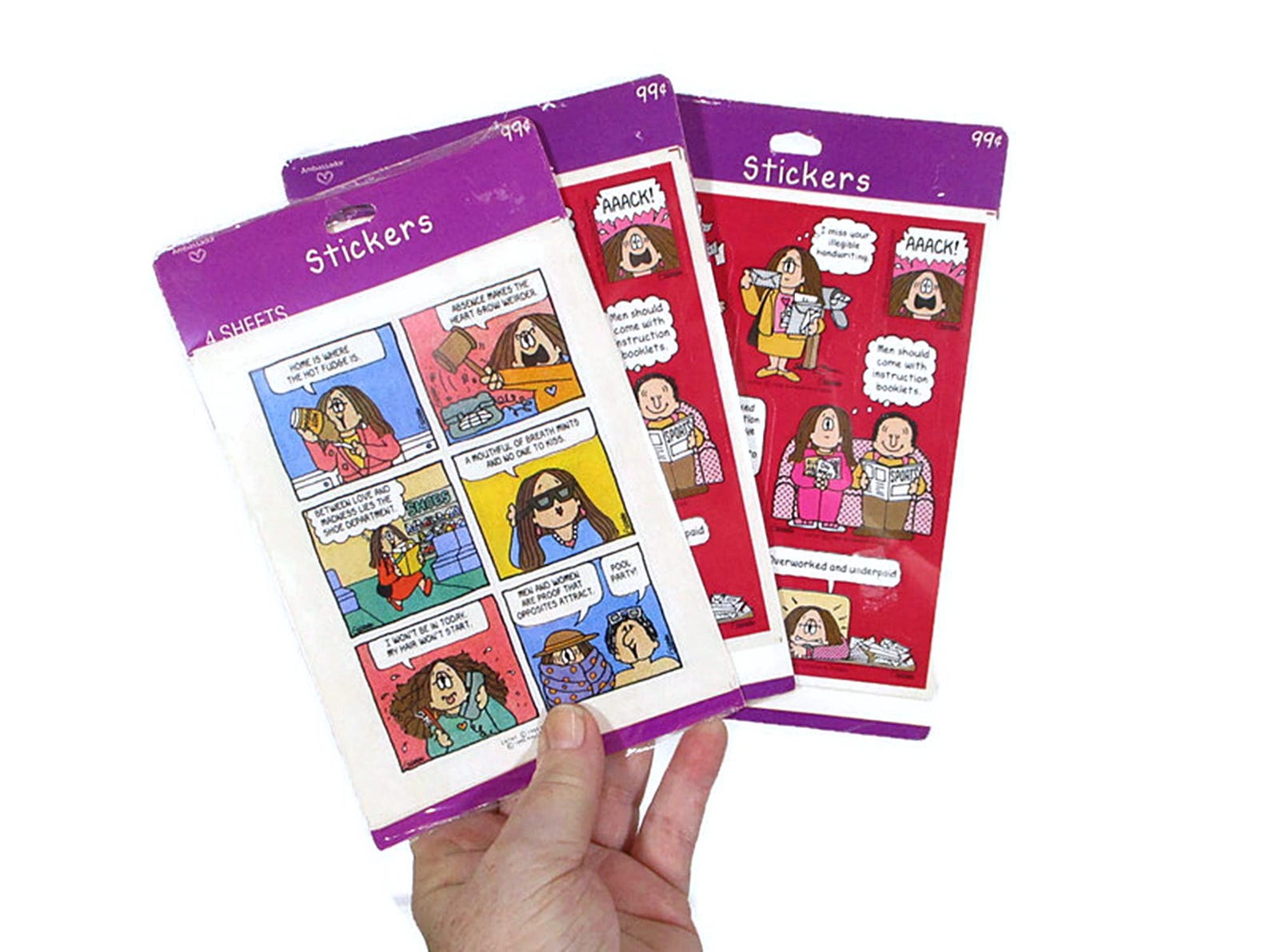 1993 Vintage Hallmark Stickers Three Packages CATHY 2 Types Sealed New ...