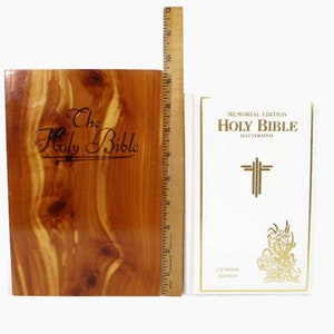 1976 Vintage White Catholic Memorial Edition Holy Bible Unused in Cedar ...