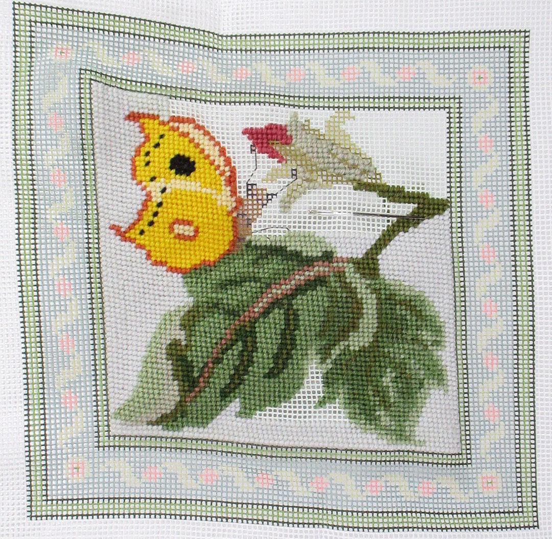 Beth Russell ROSE GARDEN BUTTERFLY Needlepoint Kit Opened Partially ...