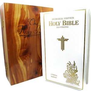 1976 Vintage White Catholic Memorial Edition Holy Bible Unused in Cedar ...