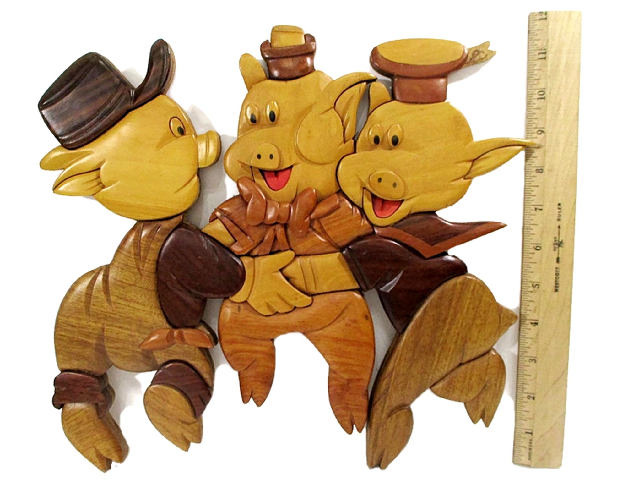 1960's Vintage THREE LITTLE PIGS Disney Intarsia Mosaic - Etsy.de