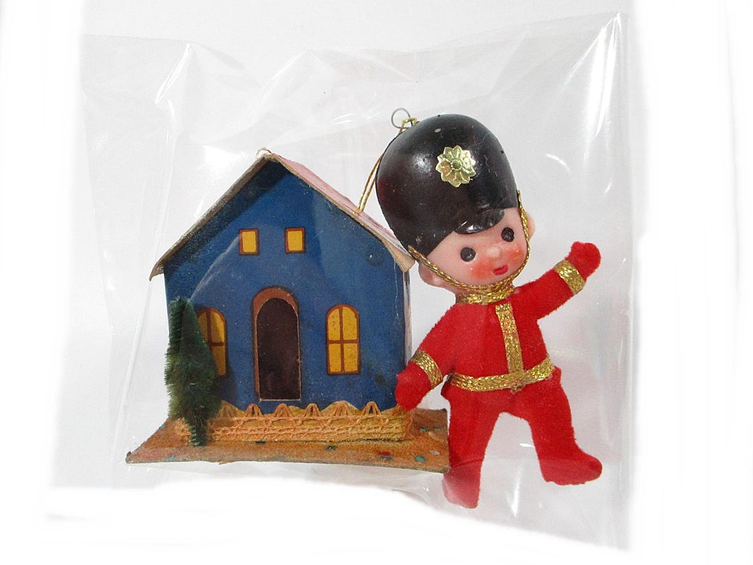 2 Vintage Christmas Ornaments Injection Mold Toy Soldier Cardboard ...