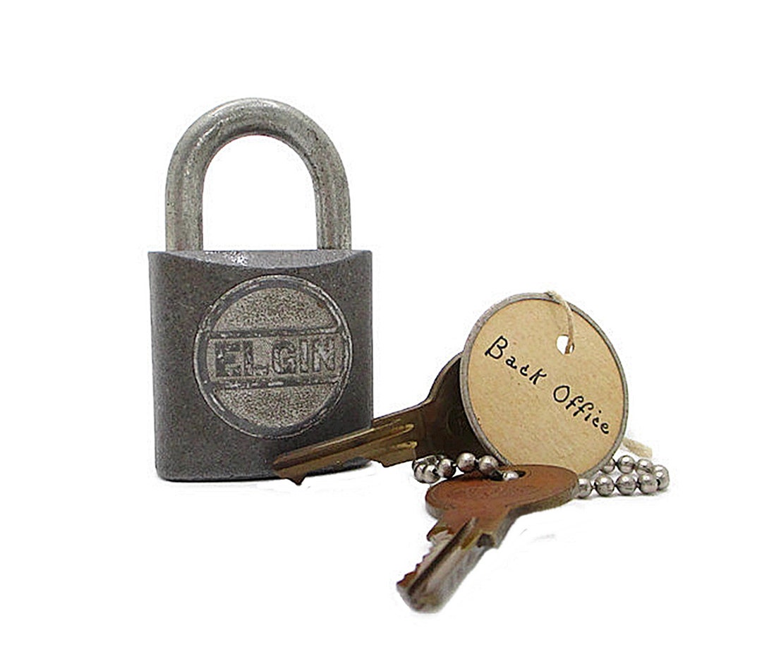 Vintage ELGIN Padlock 2 Original Keys Working Condition Mid Century ...