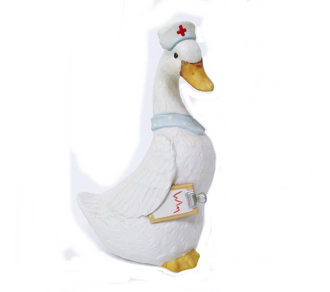 1986 Vintage White Goose Duck Nurse Medical Anthropomorphic Figurine ...
