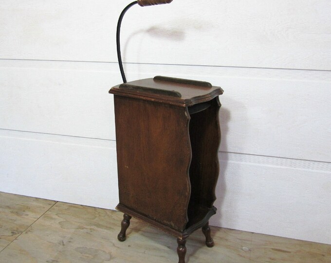Vintage Telephone Table Wood Walnut Brown Carrying Handle Home Decor ...