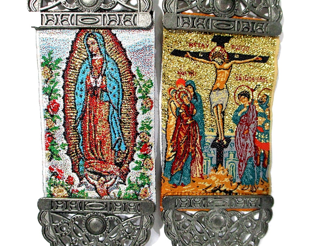Vintage Religious Icon Bible Bookmarks Madonna Mary Jesus Woven ...