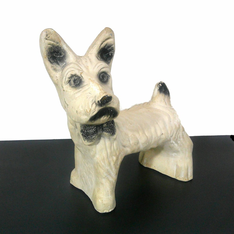 Vintage Chalkware Terrier - Etsy