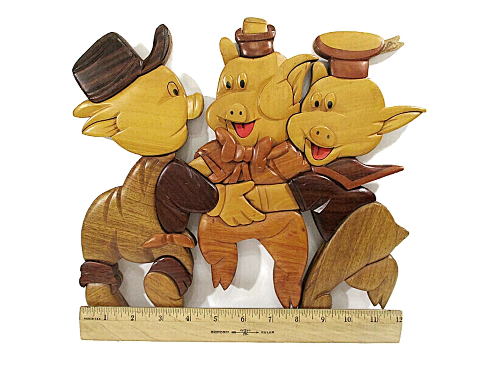 1960's Vintage THREE LITTLE PIGS Disney Intarsia Mosaic - Etsy.de