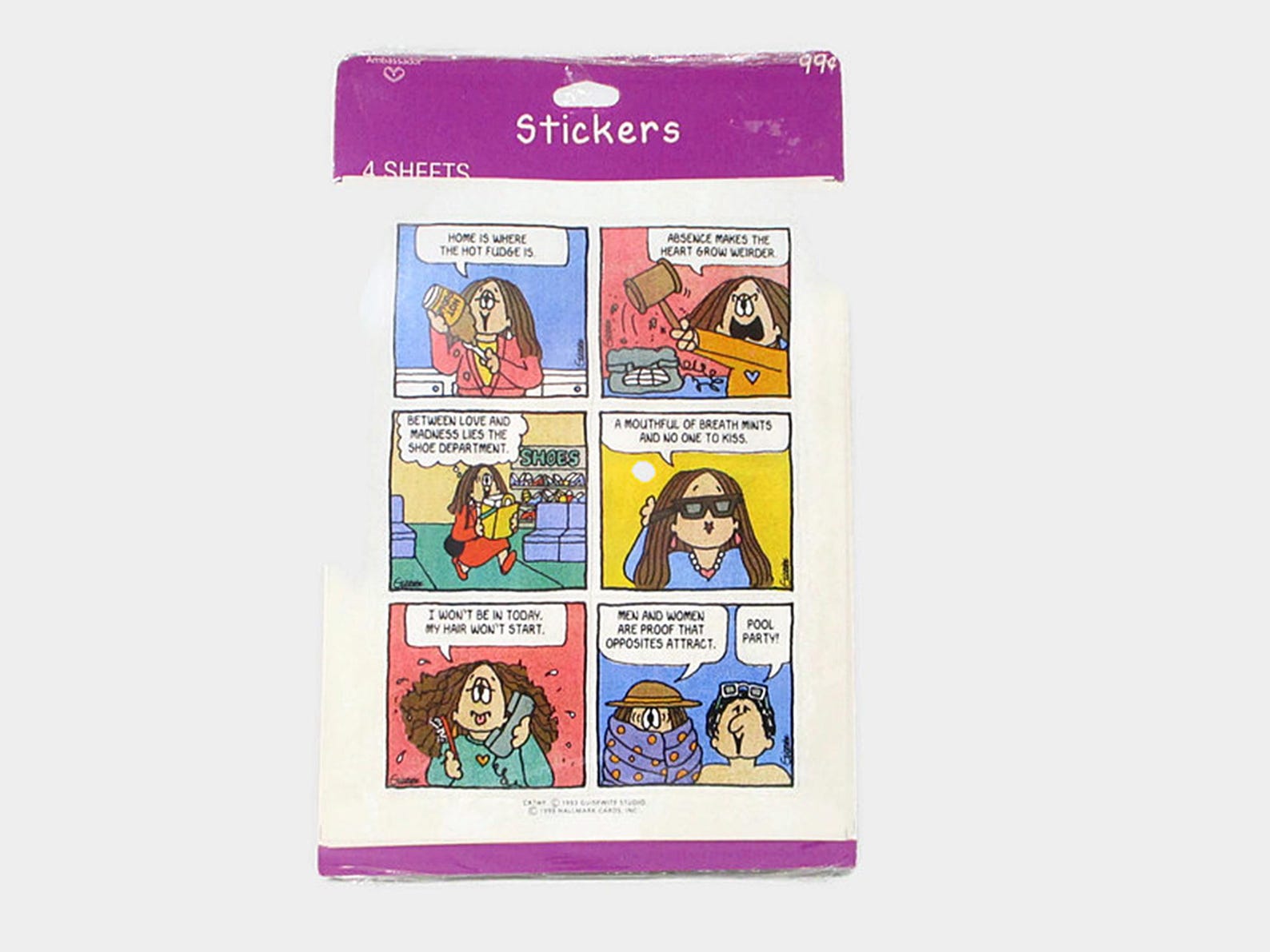 1993 Vintage Hallmark Stickers Three Packages CATHY 2 Types Sealed New ...