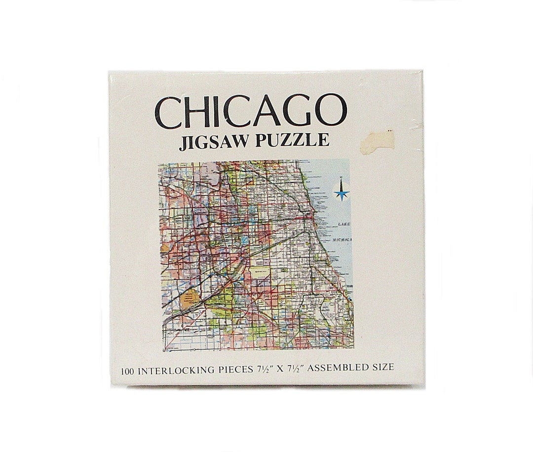 1979 Vintage CHICAGO Jigsaw Puzzle Road Map Full Color Pic Me up ...
