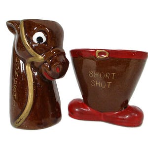 Vintage Shot Glasses Race Horse & Jockey Longshot Short Shot ...