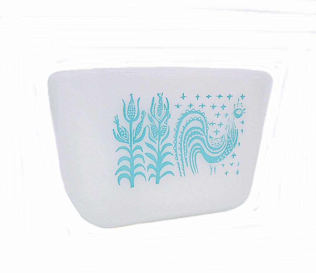 Vintage PYREX Amish Butterprint Turquoise Blue & White Small Loaf Bread ...