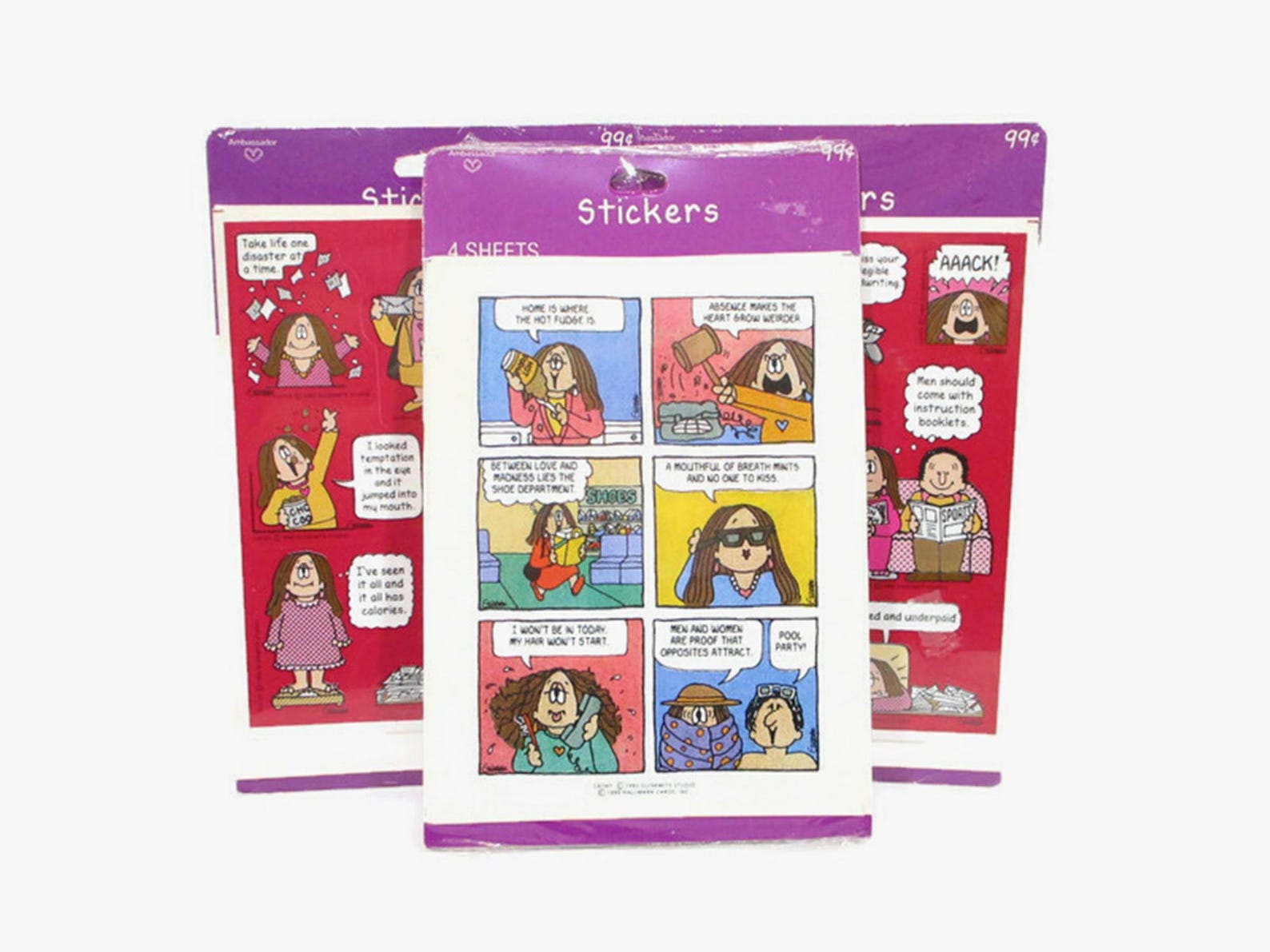 1993 Vintage Hallmark Stickers Three Packages CATHY 2 Types Sealed New ...