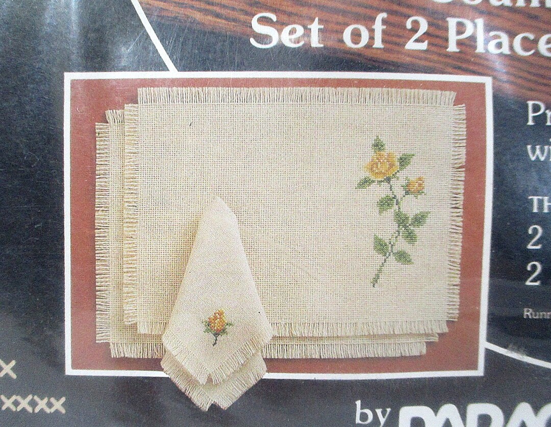 1985 Vintage Paragon Needlecraft Counted Cross Stitch Kit 2 Placemats 2 ...