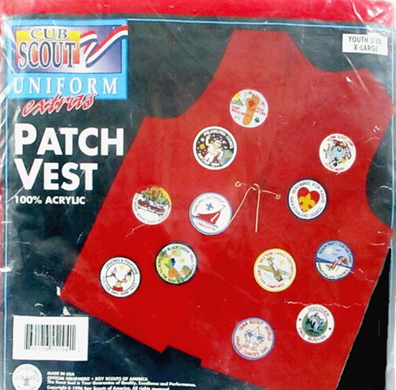1996 Vintage Cub Scout Uniform PATCH VEST New In Pack… - Gem
