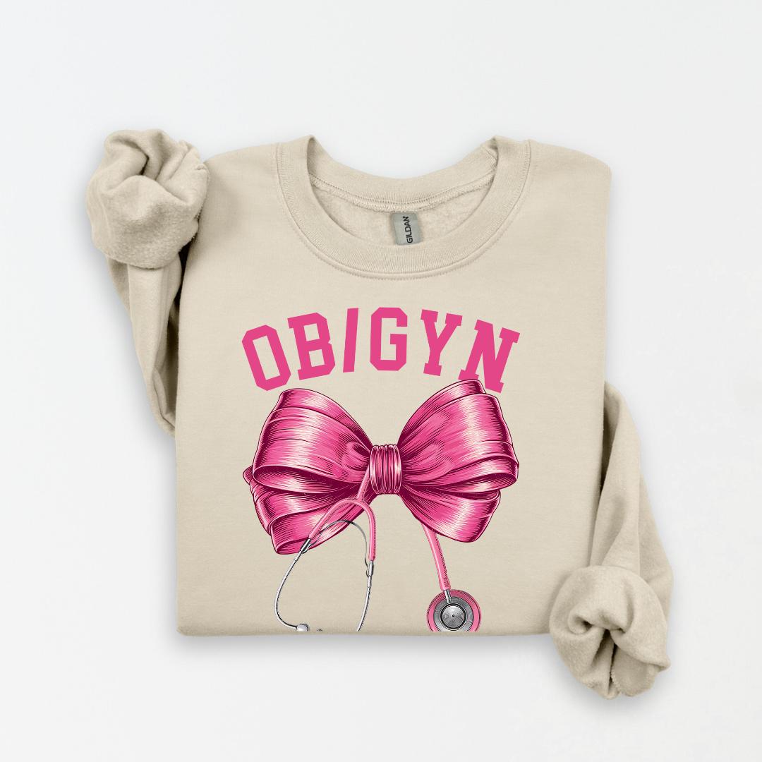 Pink Bow and Stethoscope OB/GYN Sweatshirt, Medical Apparel, Doctor ...