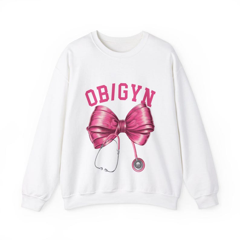 Pink Bow and Stethoscope OB/GYN Sweatshirt, Medical Apparel, Doctor ...