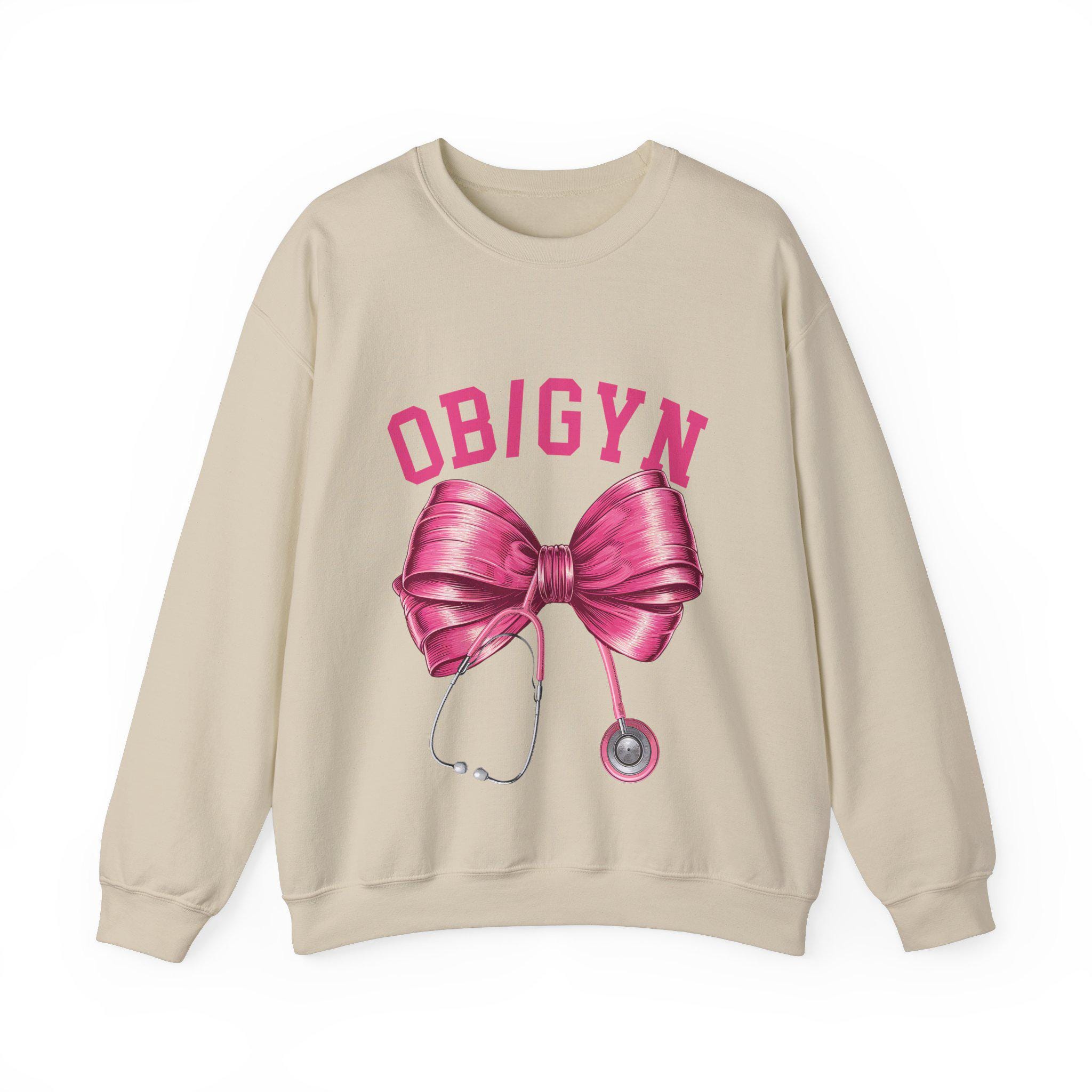 Pink Bow and Stethoscope OB/GYN Sweatshirt, Medical Apparel, Doctor ...