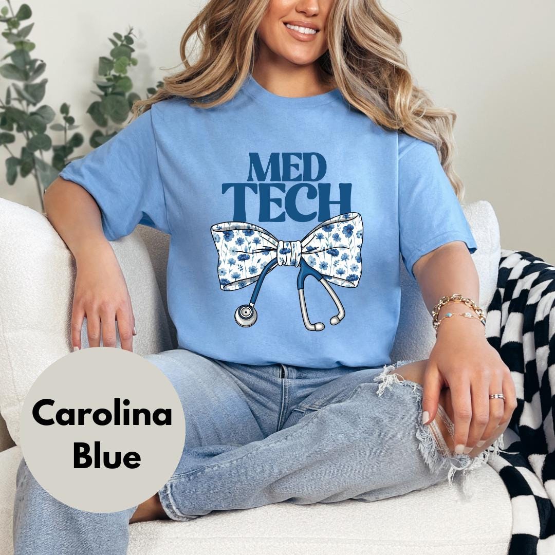 Med Tech T Shirt,cute Stethoscope and Bow Design,medical Technologist ...