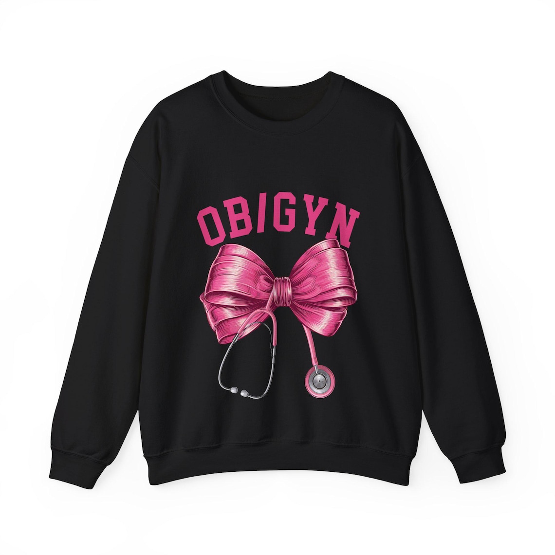 Pink Bow and Stethoscope OB/GYN Sweatshirt, Medical Apparel, Doctor ...