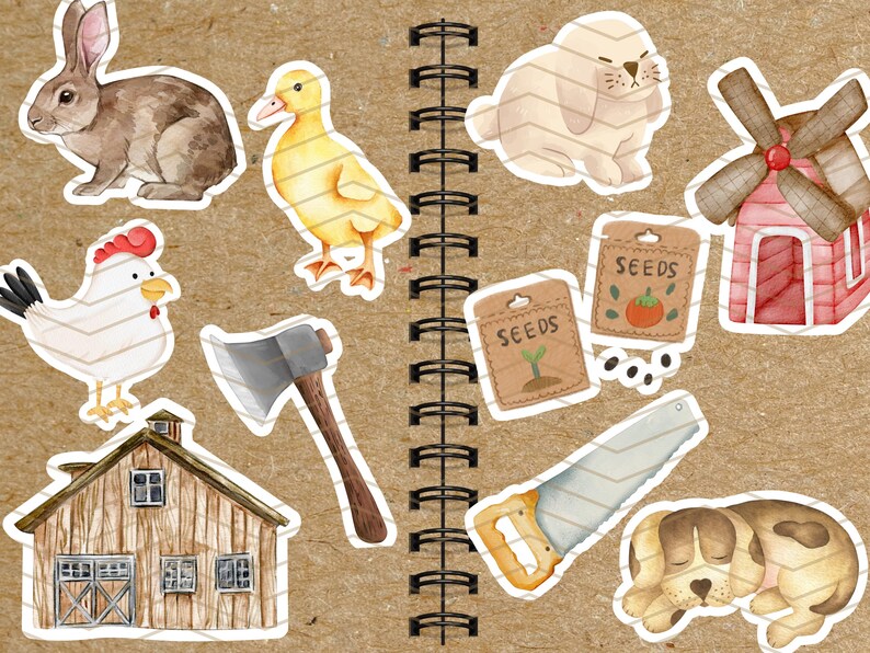 Imágenes prediseñadas de 100 pegatinas de Farmhouse, pegatinas de ...