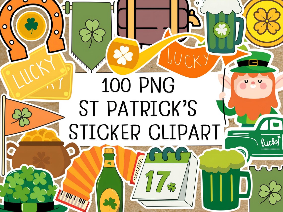 St.patrick's Day 100 Stickers, Digital Stickers,digital Planner, Irish ...