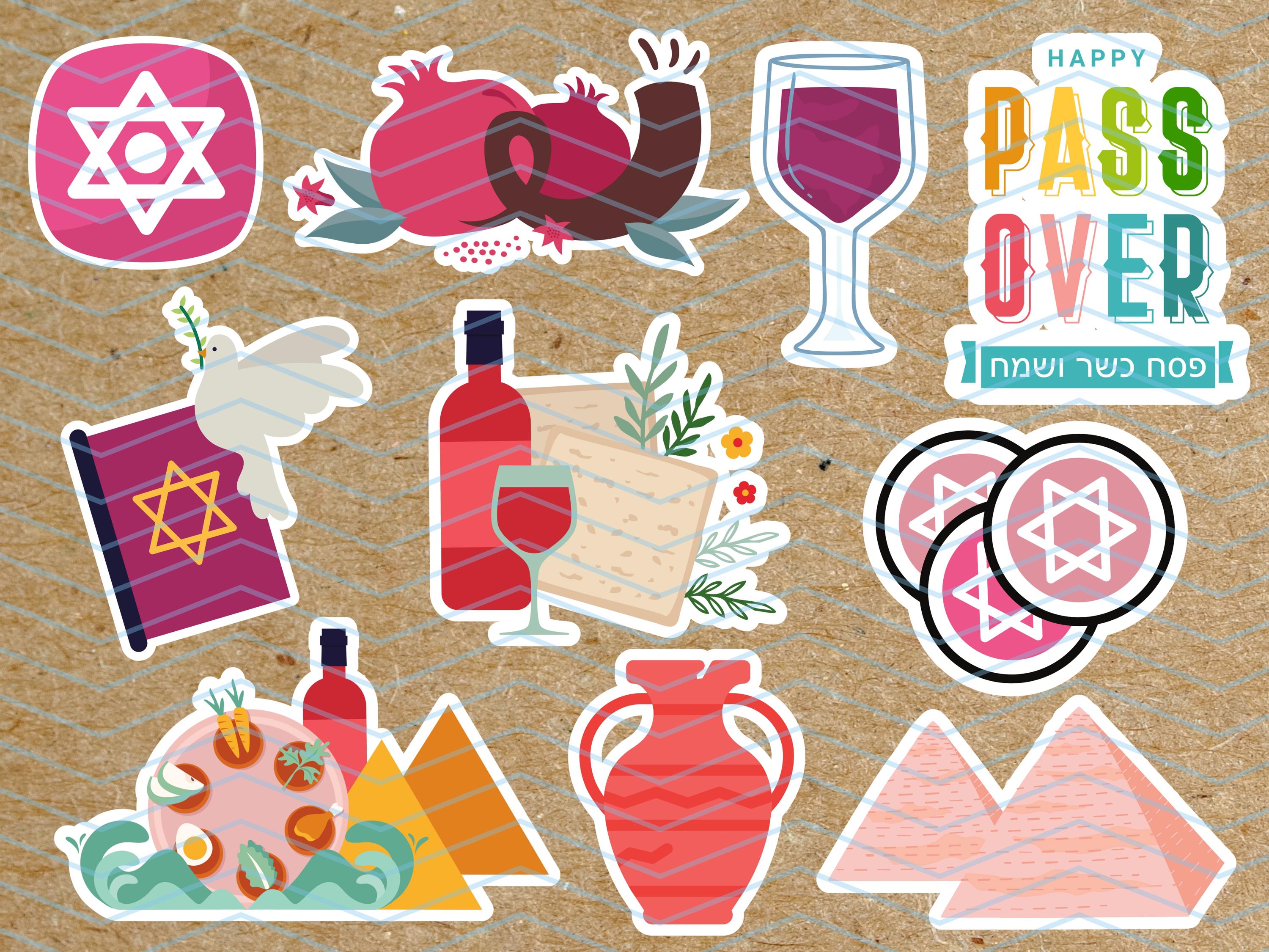 Passover 100 Stickers Clipart, Jewish Holiday, Happy Passover, Digital ...