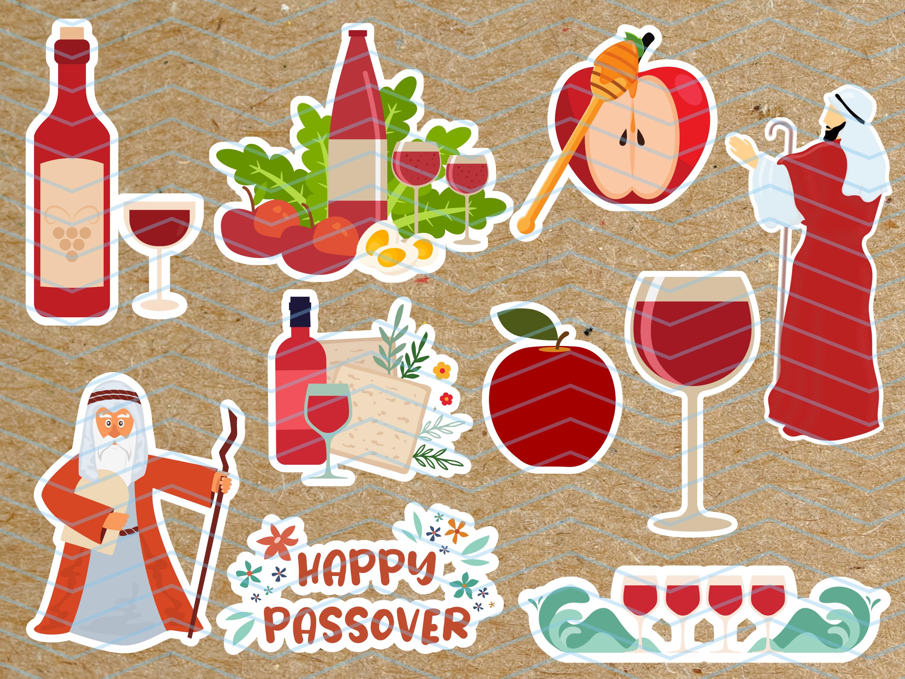 Passover 100 Stickers Clipart, Jewish Holiday, Happy Passover, Digital ...