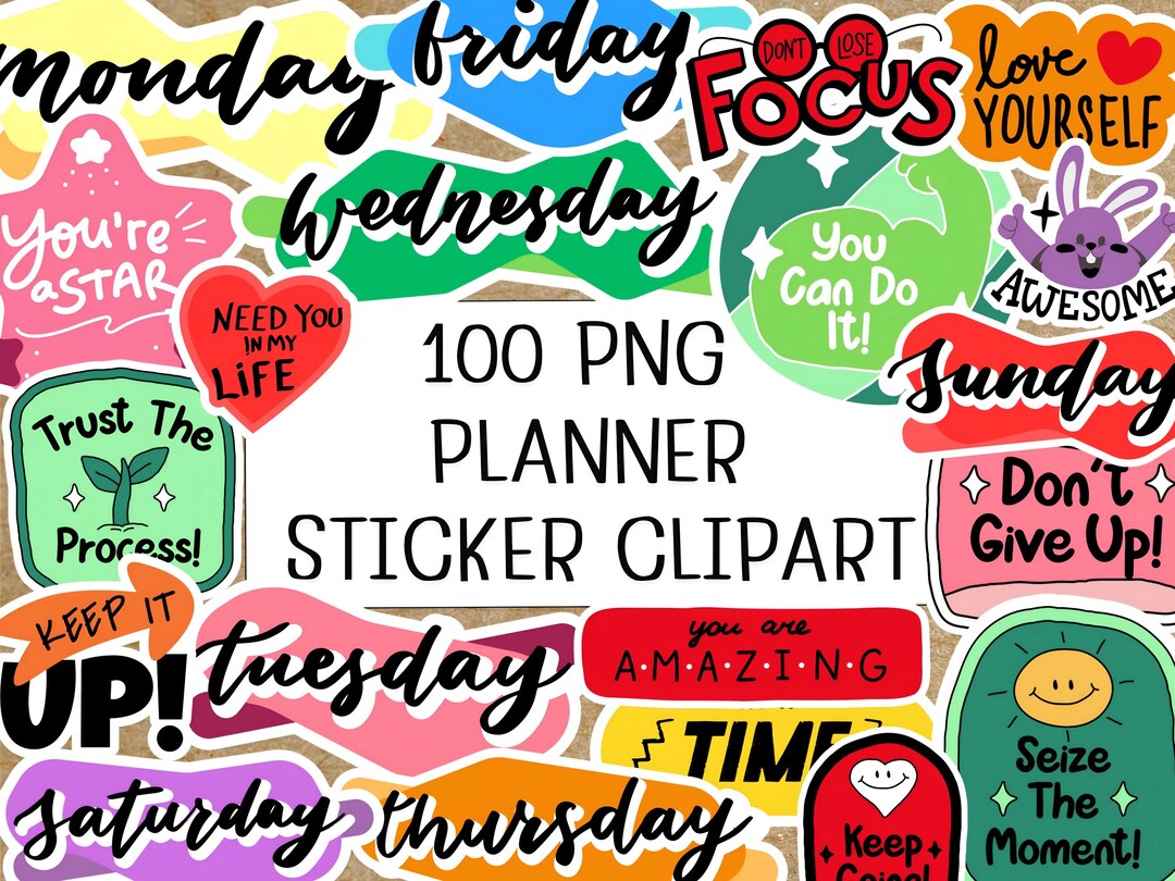 Planner 100 Stickers Clipart,daily Words Stickers,everyday Sticker Pack ...